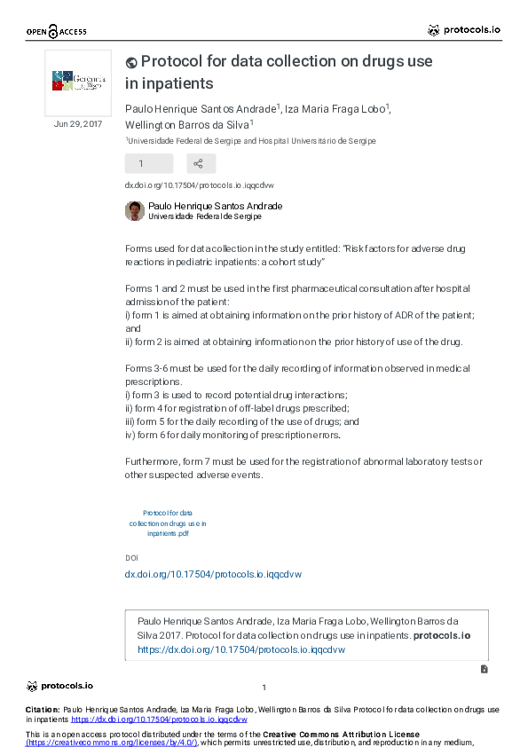 (PDF) Protocol for data collection on drugs use in inpatients v1