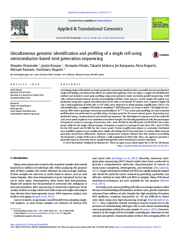 Pdf Simultaneous Genomic Identification And Profiling Of A Single