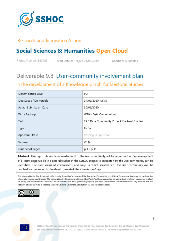 (PDF) D9.8 User-community involvement plan | Cees van der Eijk ...