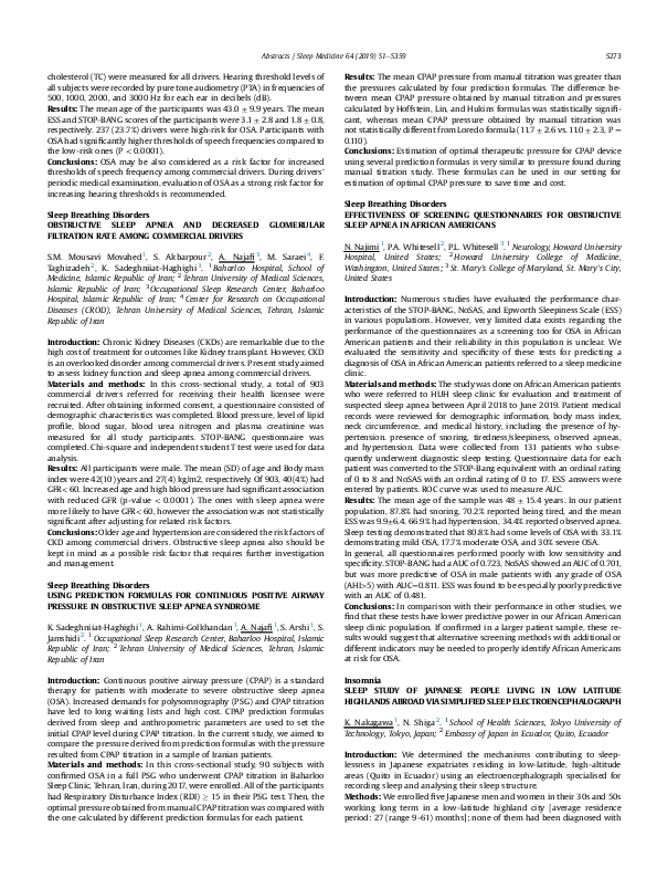 (PDF) Effectiveness of screening questionnaires for obstructive sleep ...