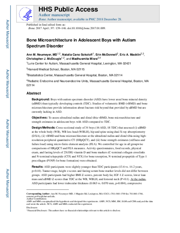(PDF) Bone microarchitecture in adolescent boys with autism spectrum ...
