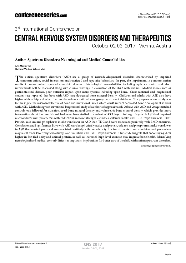 (PDF) Autism Spectrum Disorders: Neurological and Medical Comorbidities