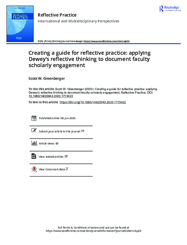 (PDF) Creating a guide for reflective practice: applying Dewey’s ...