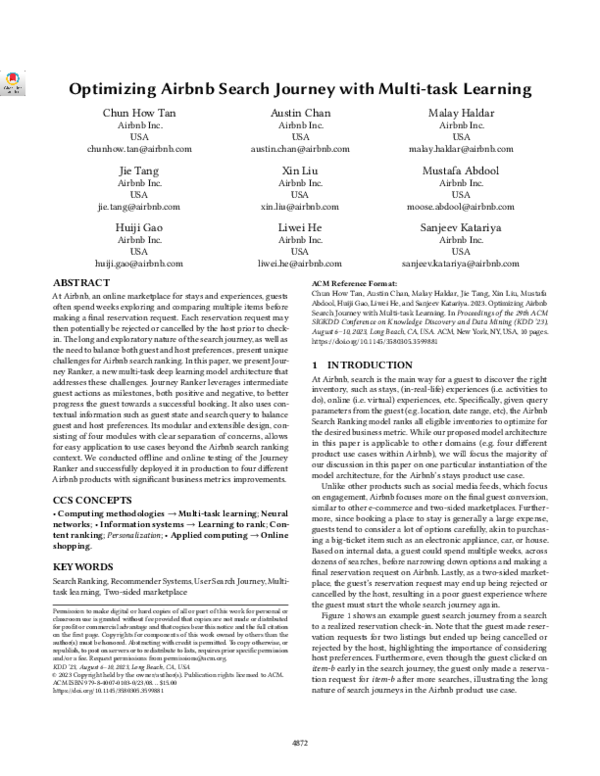 (PDF) Optimizing Airbnb Search Journey with Multi-task Learning