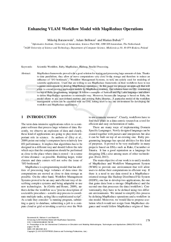 (PDF) Enhancing VLAM Workflow Model with MapReduce Operations | Marian Bubak - Academia.edu