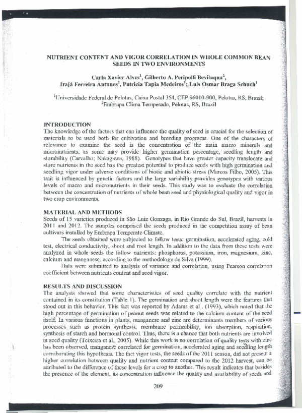 (PDF) Nutrient content and vigor correlation in whole common bean seeds ...