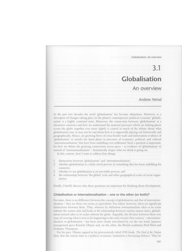 (PDF) Globalisation: An overview