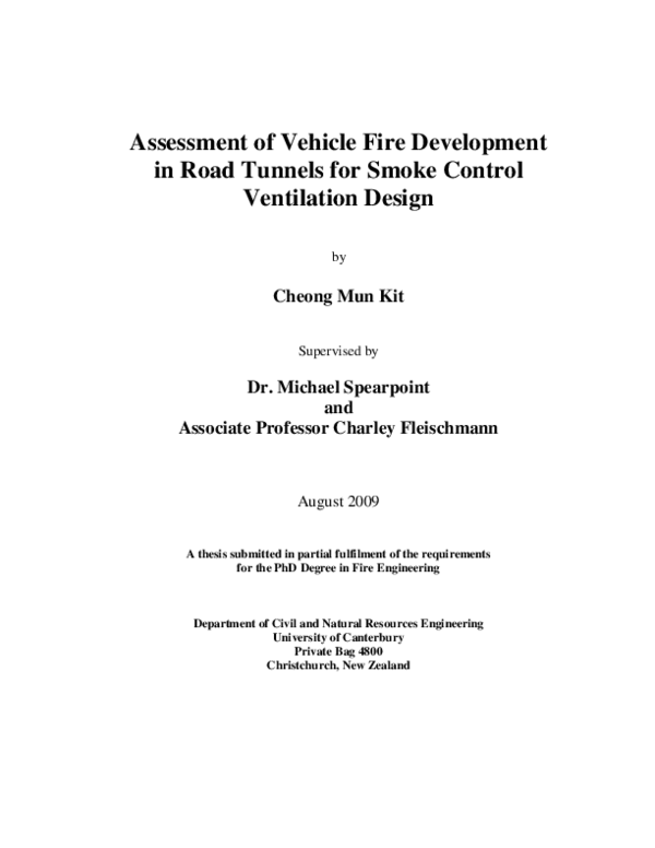 (PDF) Assessment of Vehicle Fire Development in Road Tunnels for Smoke ...