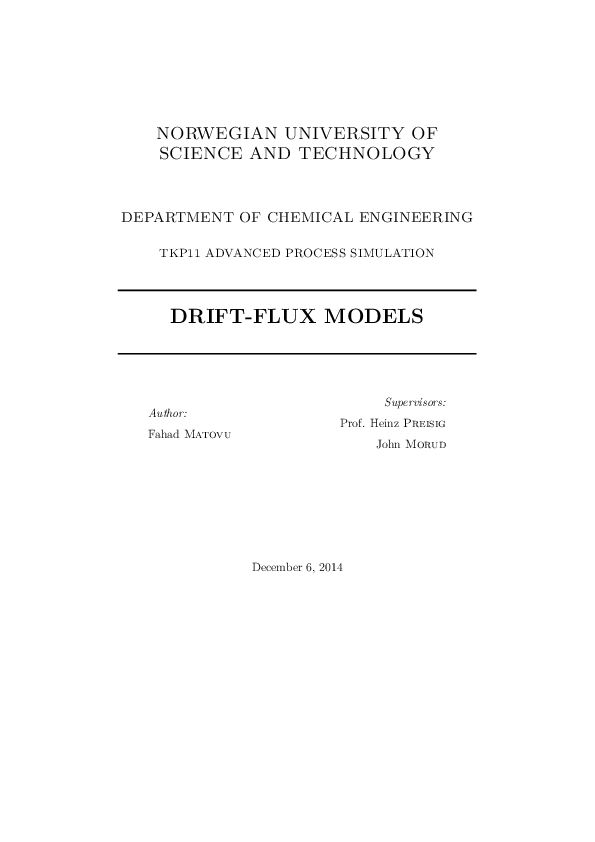 (PDF) Drift-Flux Models