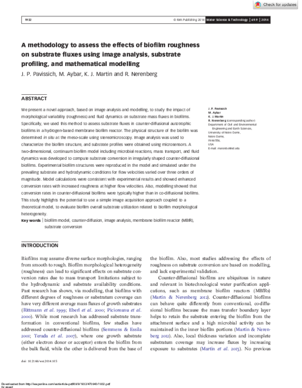 (PDF) A methodology to assess the effects of biofilm roughness on substrate fluxes using image ...