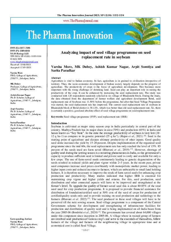 (PDF) Analyzing impact of seed village programme on seed replacement ...