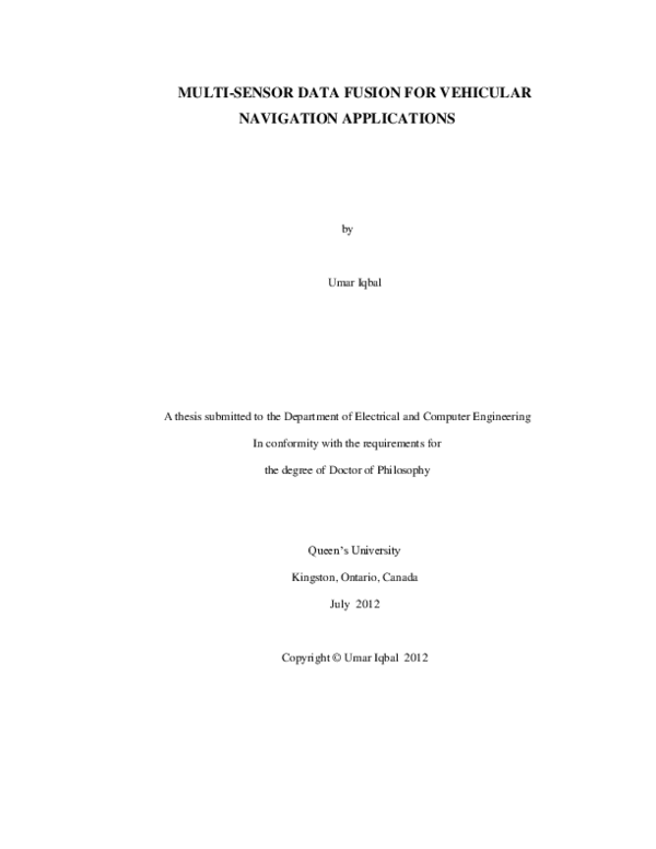 (PDF) Multi-Sensor Data Fusion for Vehicular Navigation Applications | Umar Iqbal - Academia.edu