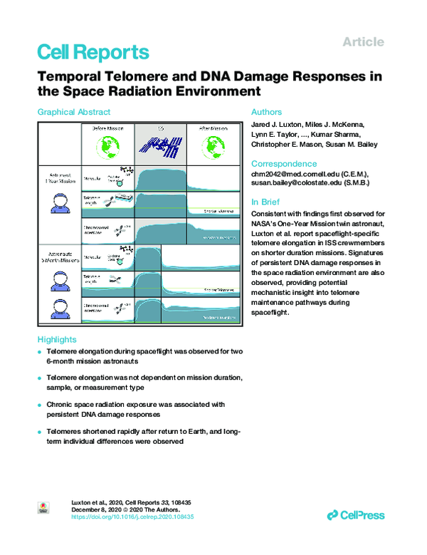 (PDF) Temporal Telomere and DNA Damage Responses in the Space Radiation ...