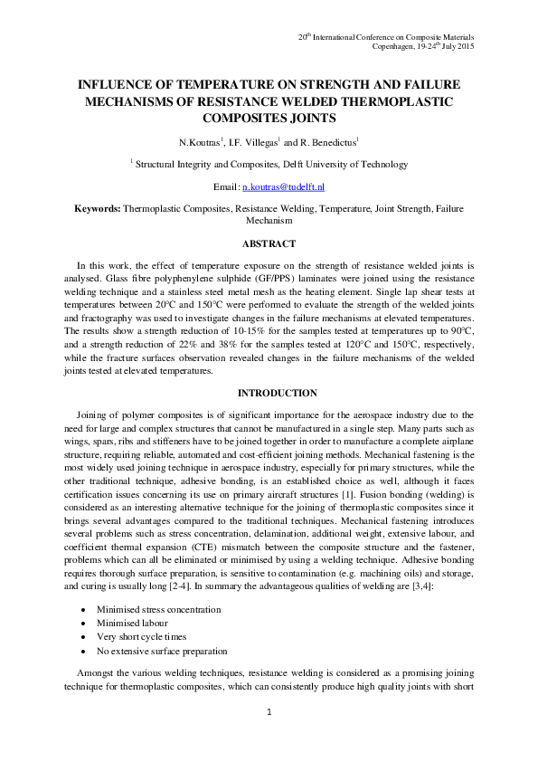 (PDF) Influence of temperature on strength and failure mechanisms of resistance welded ...
