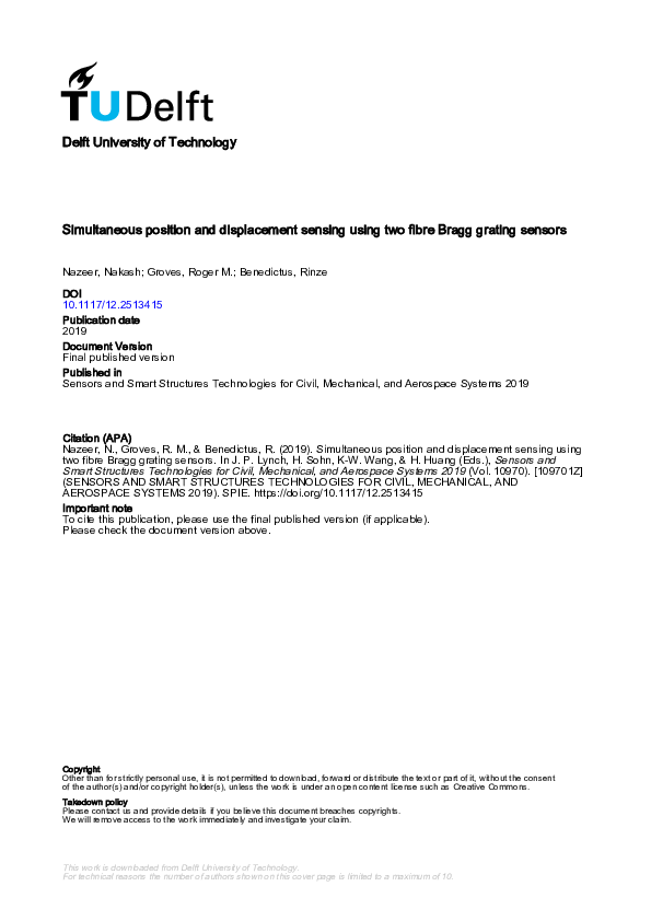 (PDF) Simultaneous position and displacement sensing using two fibre Bragg grating sensors