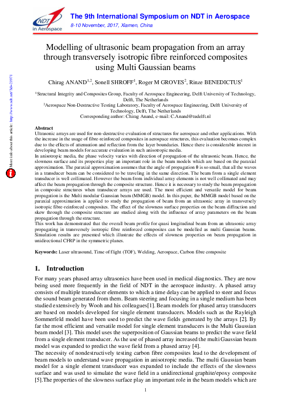 (PDF) Modelling of ultrasonic beam propagation from an array through transversely isotropic ...