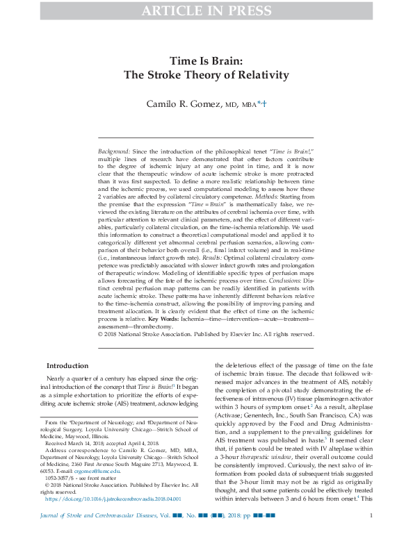 (PDF) Time Is Brain: The Stroke Theory of Relativity