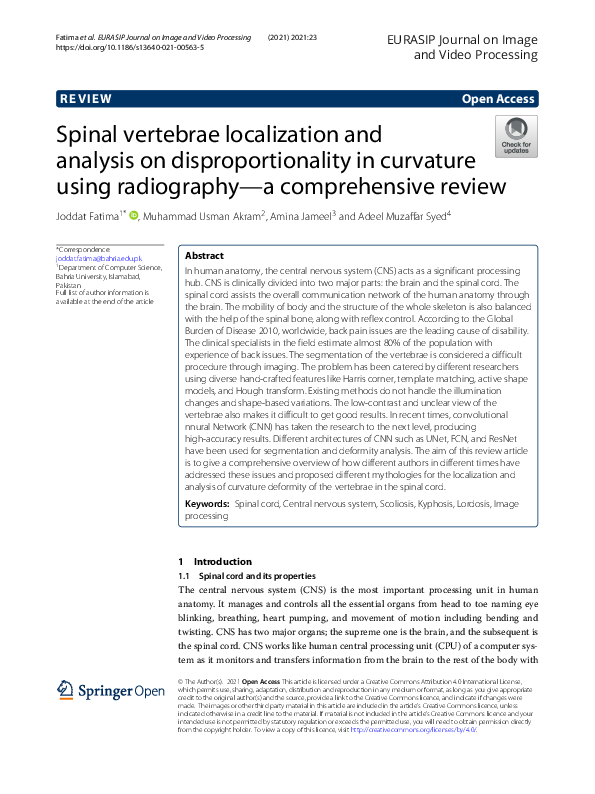 (PDF) Spinal vertebrae localization and analysis on disproportionality ...