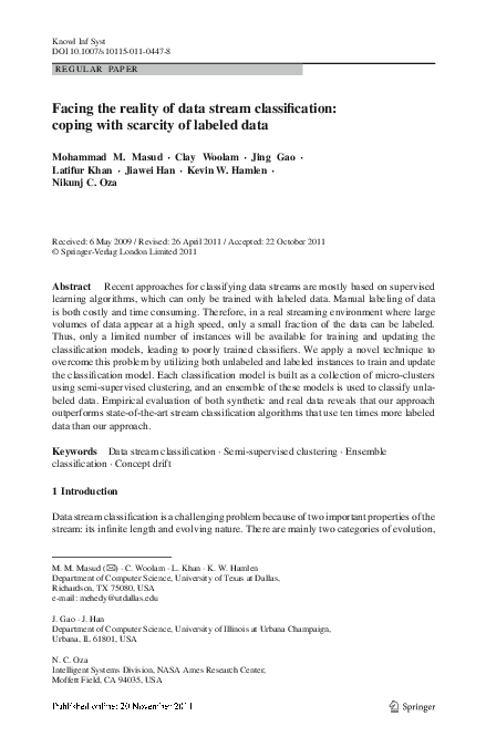 (PDF) Improving Data Stream Classification with Scarcity