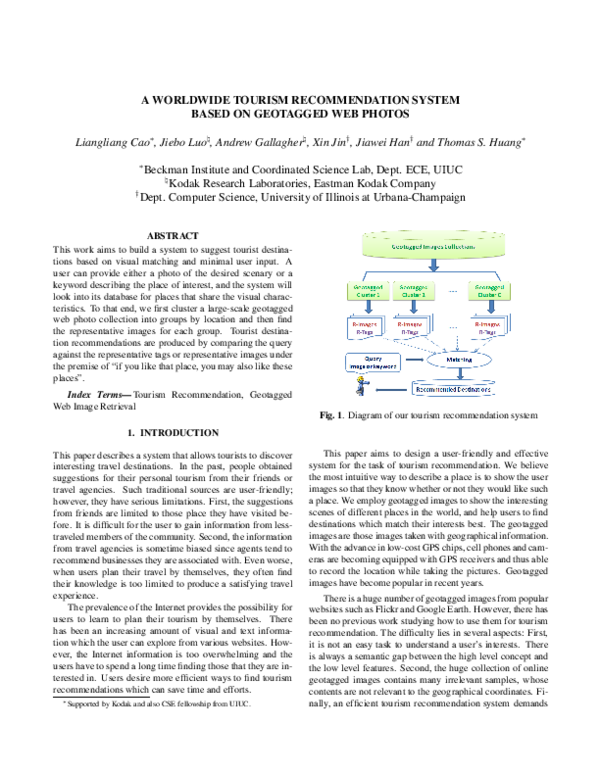 Pdf Aworldwide Tourism Recommendation System Based On Geotaggedweb Photos Jiawei Han