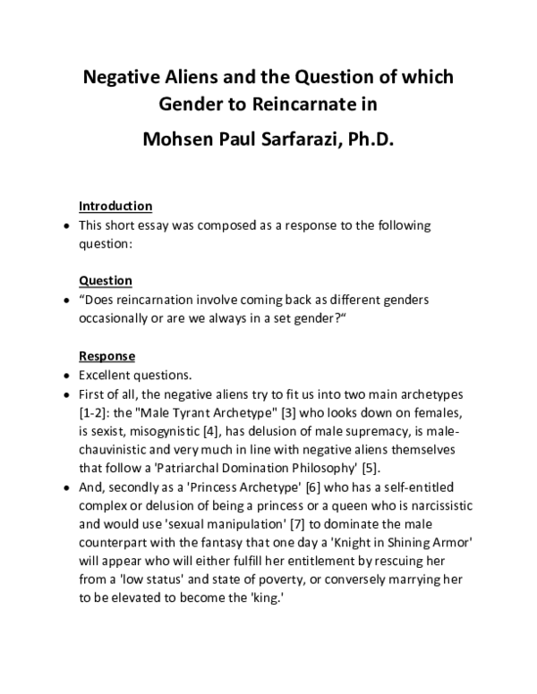 (PDF) Negative Aliens and the Question of which Gender to Reincarnate in