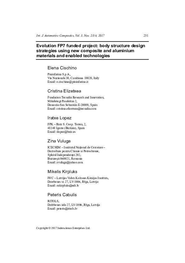 (PDF) Evolution FP7 Funded Project - Body Structure Design Strategies ...