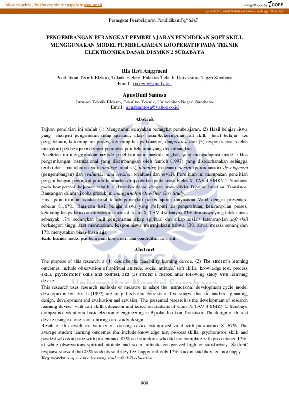 (PDF) Pengembangan Perangkat Pembelajaran Pendidikan Soft Skill Menggunakan Model Pembelajaran ...