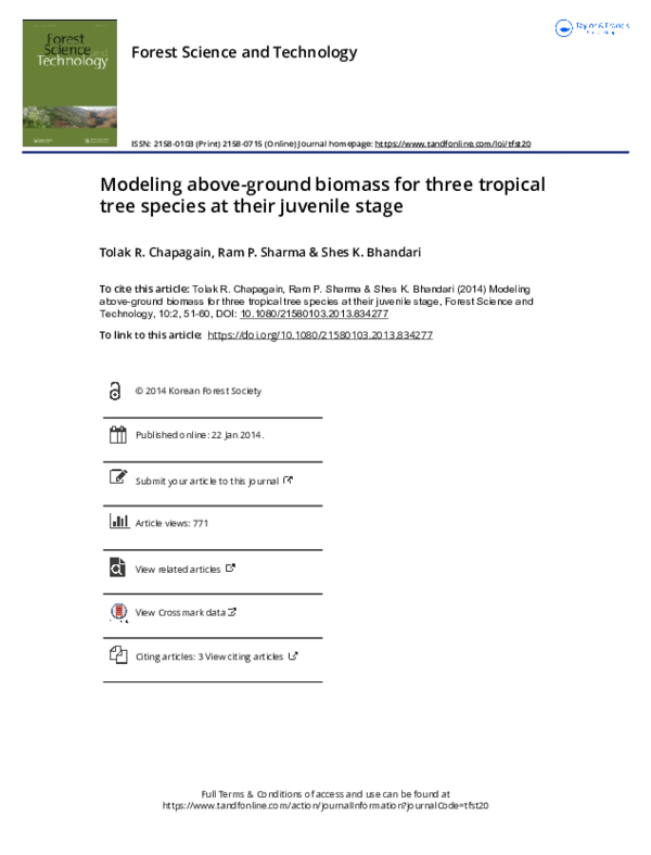(PDF) Modeling above-ground biomass for three tropical tree species at ...