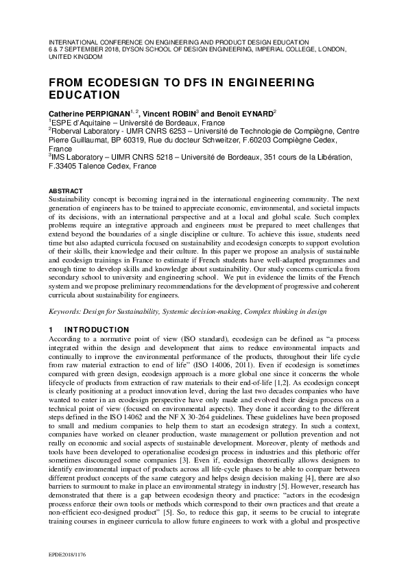 (PDF) From ecodesign to DFS in engineering education
