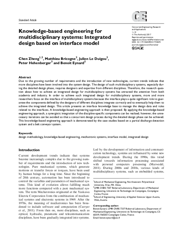 (PDF) Knowledge-based engineering for multidisciplinary systems: Integrated design based on ...