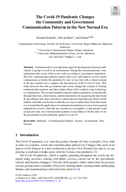 (PDF) The Covid-19 Pandemic Changes the Community and Government ...