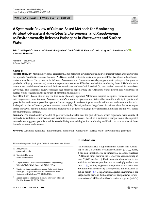 (PDF) A Systematic Review of Culture-Based Methods for Monitoring Antibiotic-Resistant ...