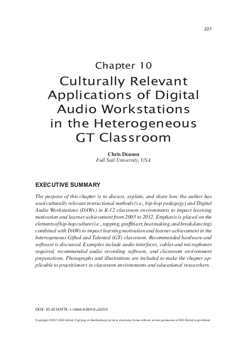 (PDF) Culturally Relevant Applications of Digital Audio Workstations in ...