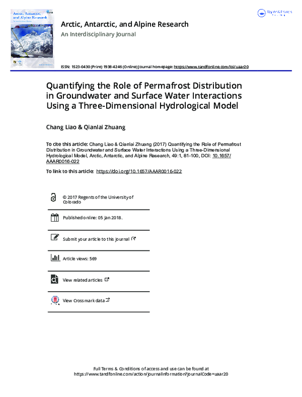 Pdf Quantifying The Role Of Permafrost Distribution In Groundwater And Surface Water