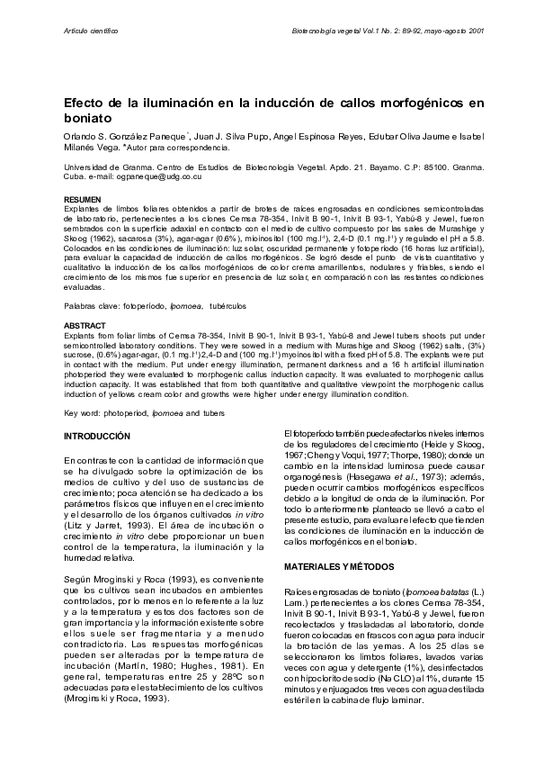 (PDF) Efecto de la iluminación en la inducción de callos morfogénicos ...
