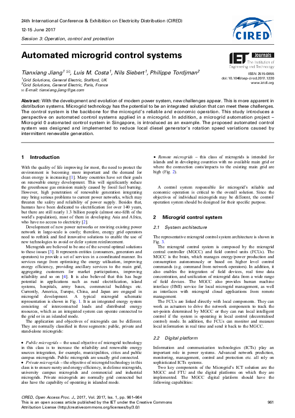 (PDF) Automated microgrid control systems