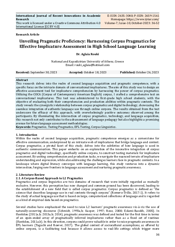 (PDF) Unveiling Pragmatic Proficiency: Harnessing Corpus Pragmatics for Effective Implicature ...