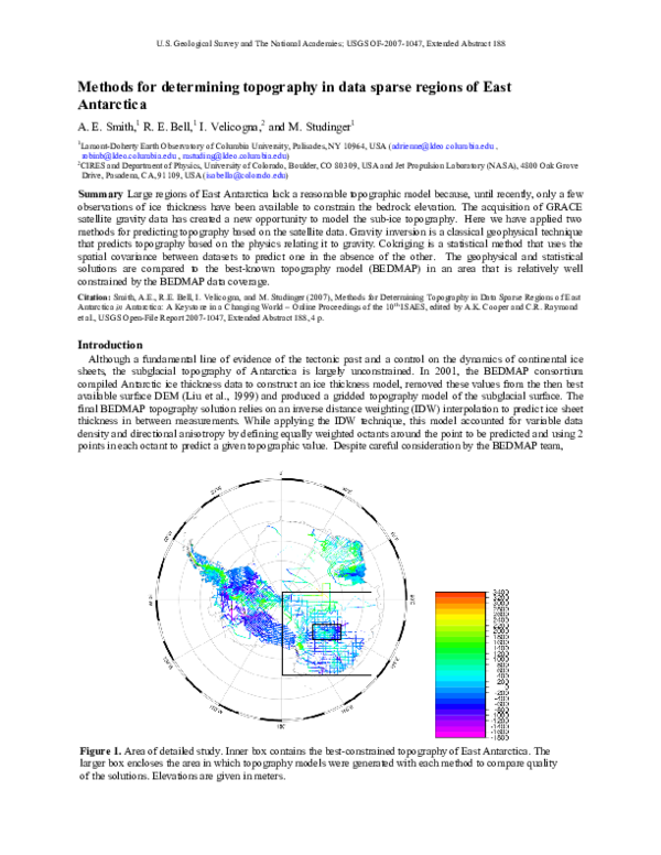 (PDF) Methods for determining topography in data sparse regions of East Antarctica