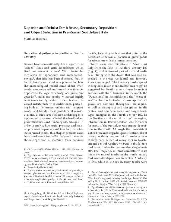 (PDF) Deposits and Debris: Tomb Reuse, Secondary Deposition and Object ...