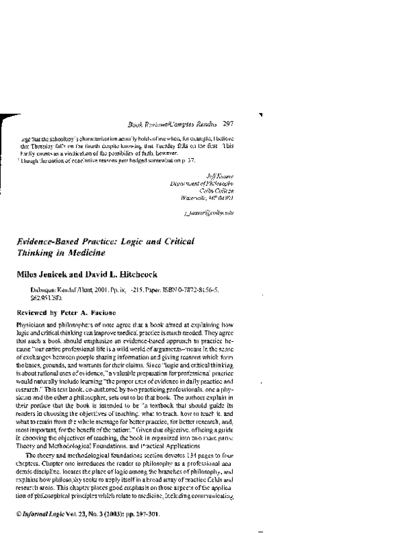 (PDF) Jenicek and Hitchcock's Evidence-Based Practice: Logic and ...