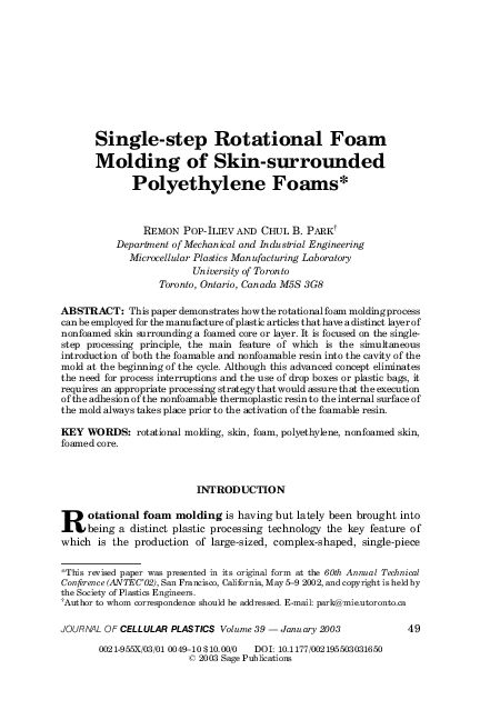 (PDF) Single-Step Rotational Foam Molding of Skin-Surrounded ...