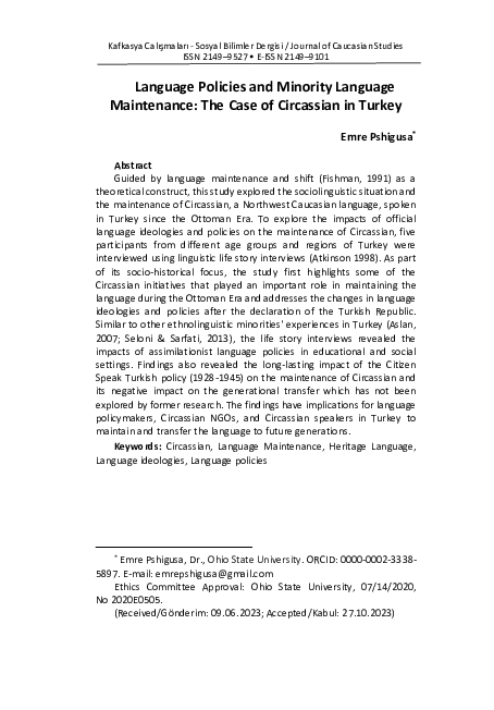 (PDF) Language Policies and Minority Language Maintenance: The Case of ...