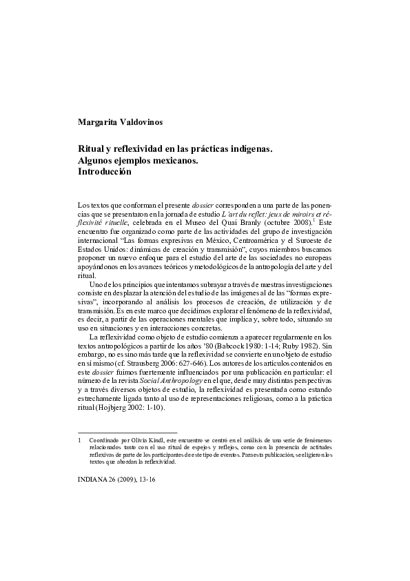(PDF) 2009 “Acción ritual y reflexividad en el mitote cora”, Indiana ...