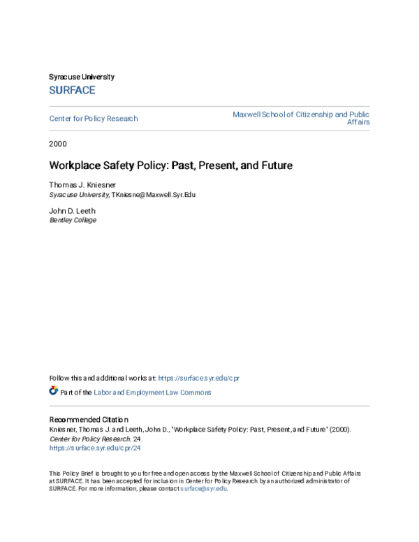 (PDF) Workplace Safety Policy: Past, Present, and Future