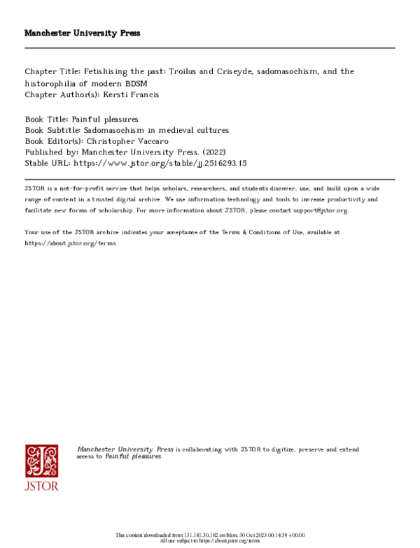 (PDF) Fetishising the past: Troilus and Criseyde, sadomasochism, and the historophilia of modern ...