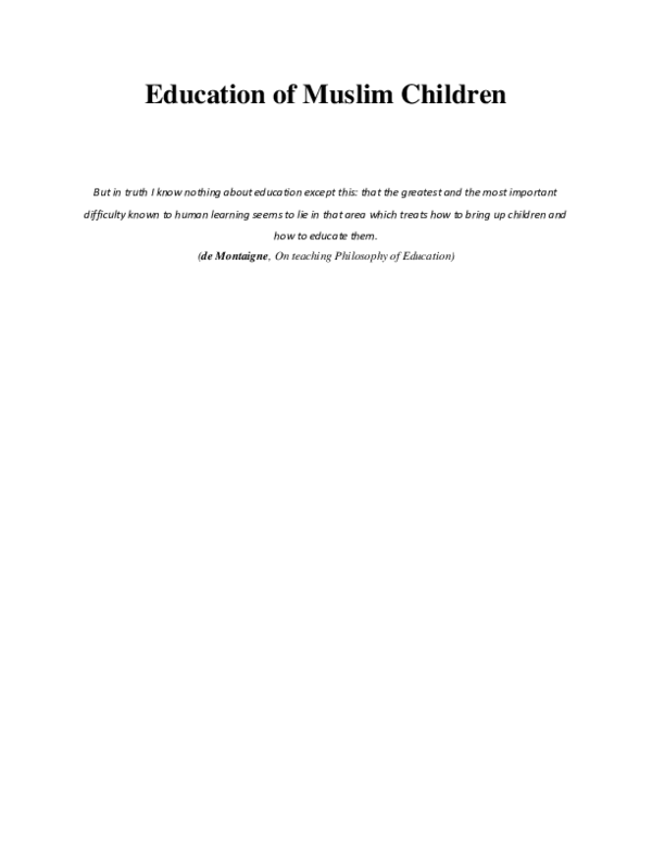 (PDF) Education for Muslim Children (PAI's ESP module)