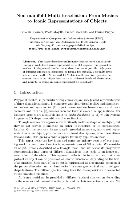 (PDF) Non-manifold Multi-tessellation: From Meshes to Iconic ...