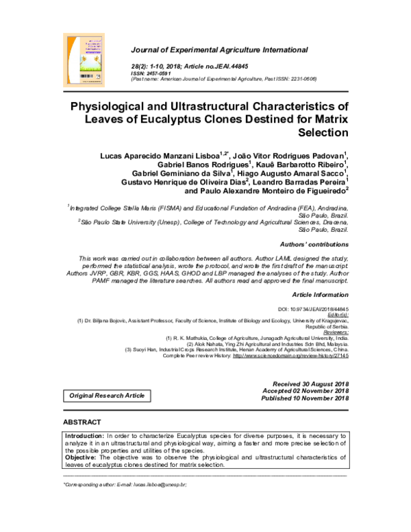 (PDF) Physiological and Ultrastructural Characteristics of Leaves of ...
