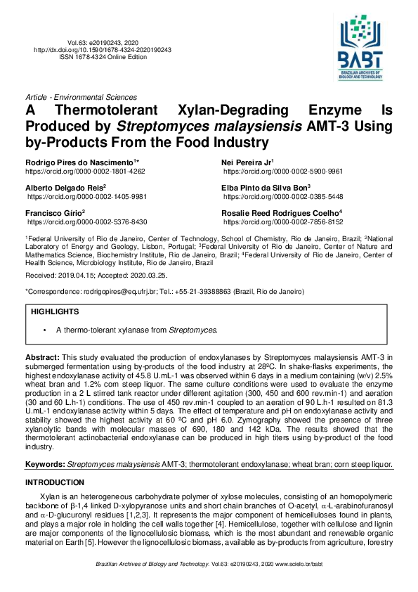 (PDF) A Thermotolerant Xylan-Degrading Enzyme Is Produced by Streptomyces malaysiensis AMT-3 ...