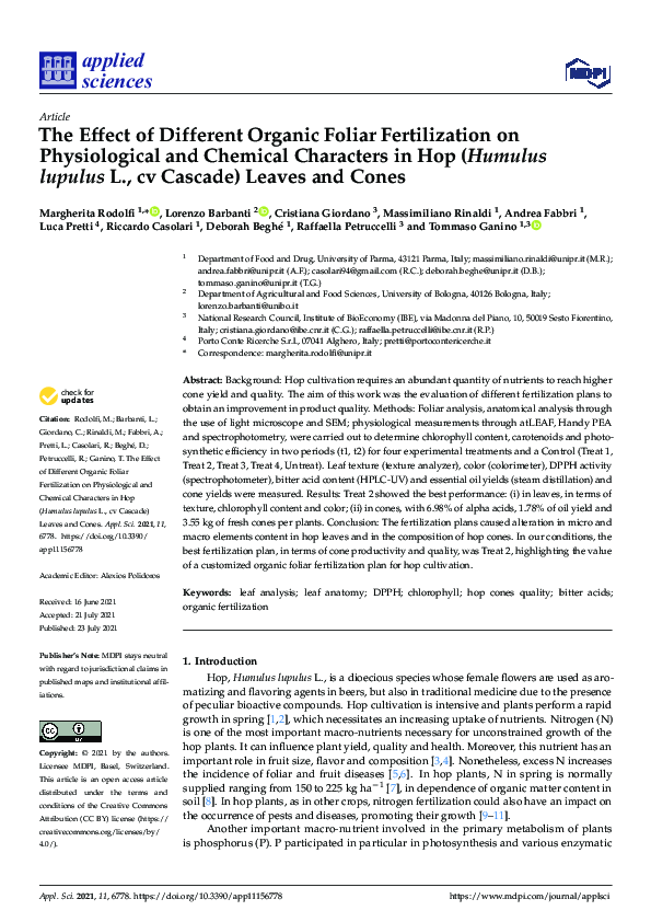 (PDF) The Effect of Different Organic Foliar Fertilization on ...